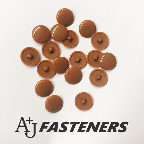 TEAK BROWN POZI PLASTIC SCREW CAP COVERS PUSH FIT PLUSTOP FOR 6G & 8G ...