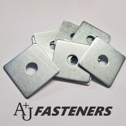 SQUARE PLATE WASHERS 50mm x 50mm HEAVY 3mm ZINC PLATED M8 M10 M12 M16 ...