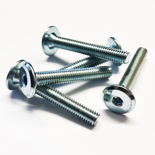 (5 PACK) M6 Flat Socket Furniture Bolts, Allen Key IKEA Beds Cot Zinc ...